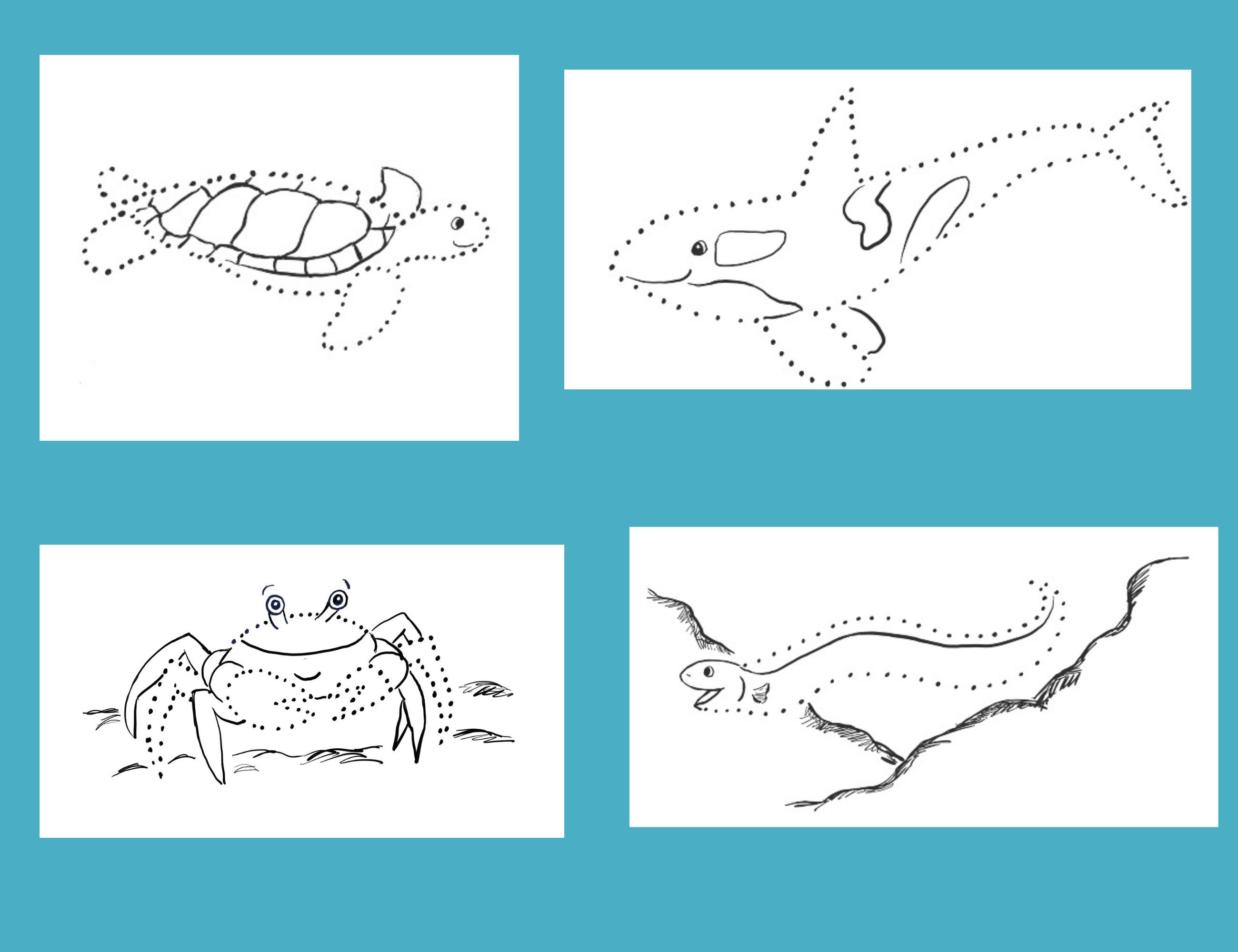 Sea Animals Worksheets Set #1- Drawing With Dots - Dot to Dot - Ocean ...