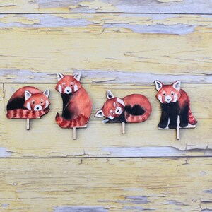 Red Panda Cupcake Toppers, Cake Decorations, Set of 8 Wood Cutout ...