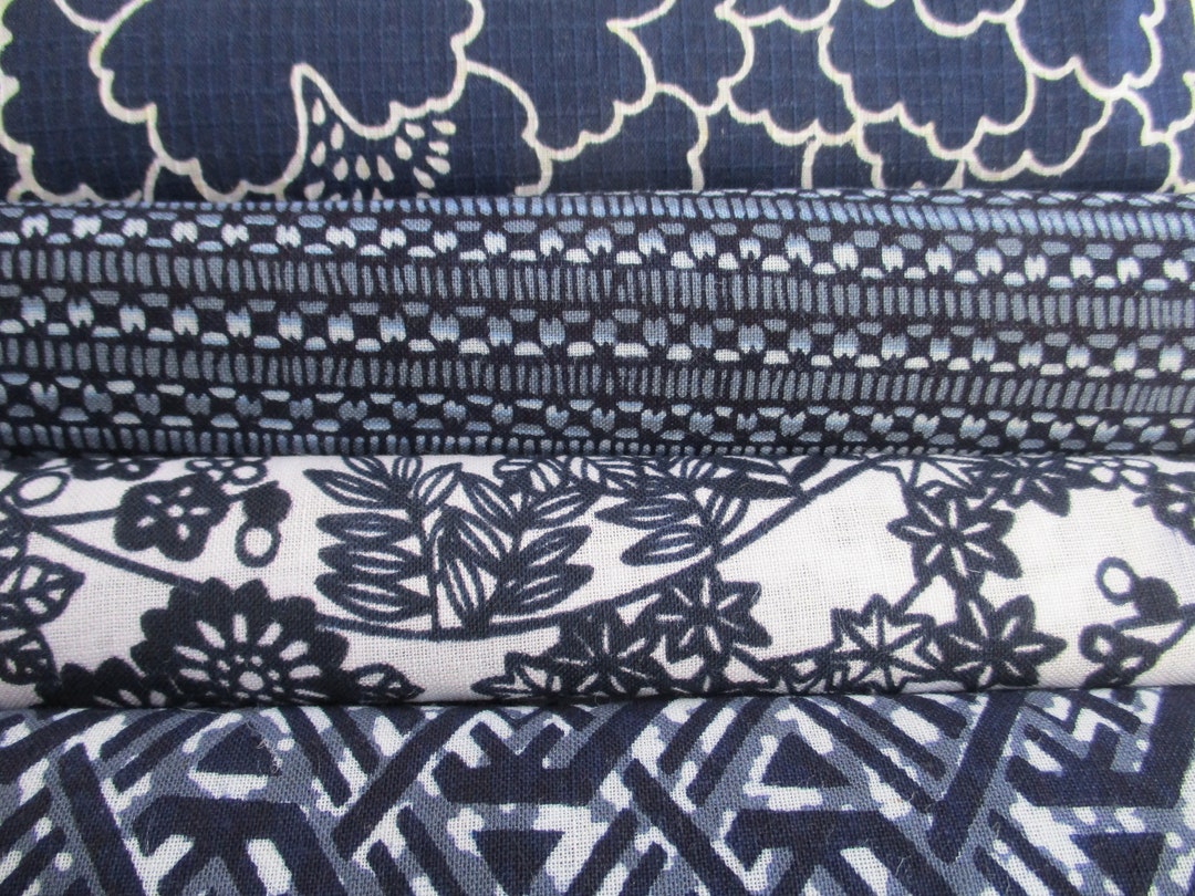 Japanese Yukata Fabric Cotton Fabric Sample Pack 4 Etsy