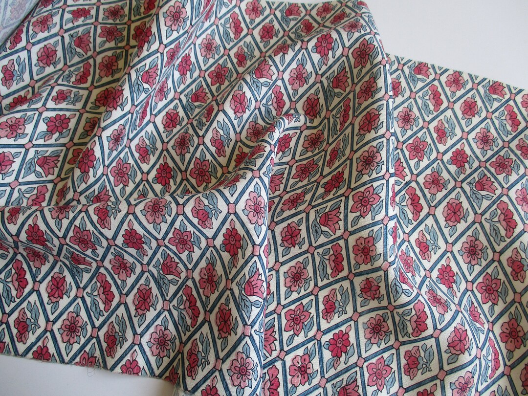 Japanese Kimono Fabric - Wool - Woven - Hishi (diamond) - Floral - Teal ...