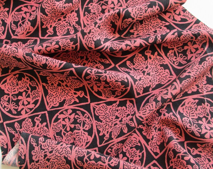 Last Piece Japanese Kimono Fabric Kinsha Floral Cycles Squares