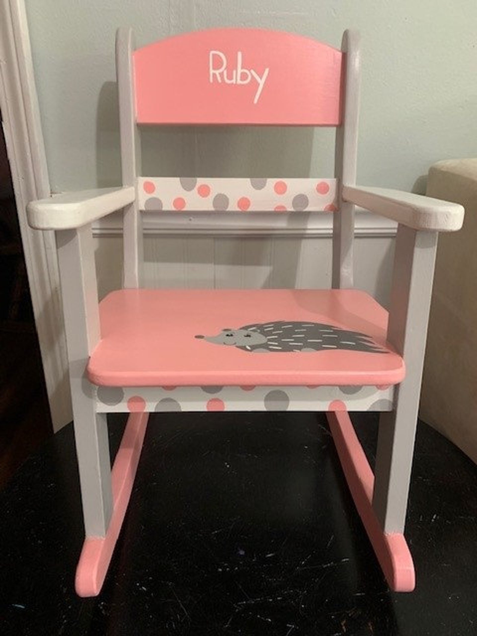 Personalized Child's Rocking Chair: Harry the Hedgehog | Etsy