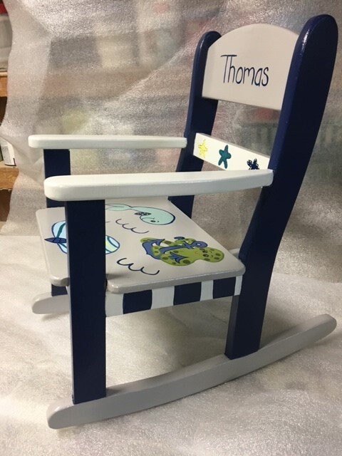 Personalized Child's Rocking Chair: Willie the Whale & Friends - Etsy