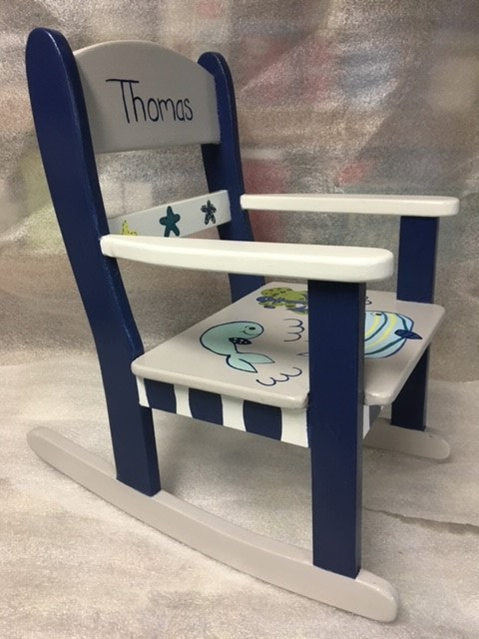 Personalized Child's Rocking Chair: Willie the Whale & Friends - Etsy