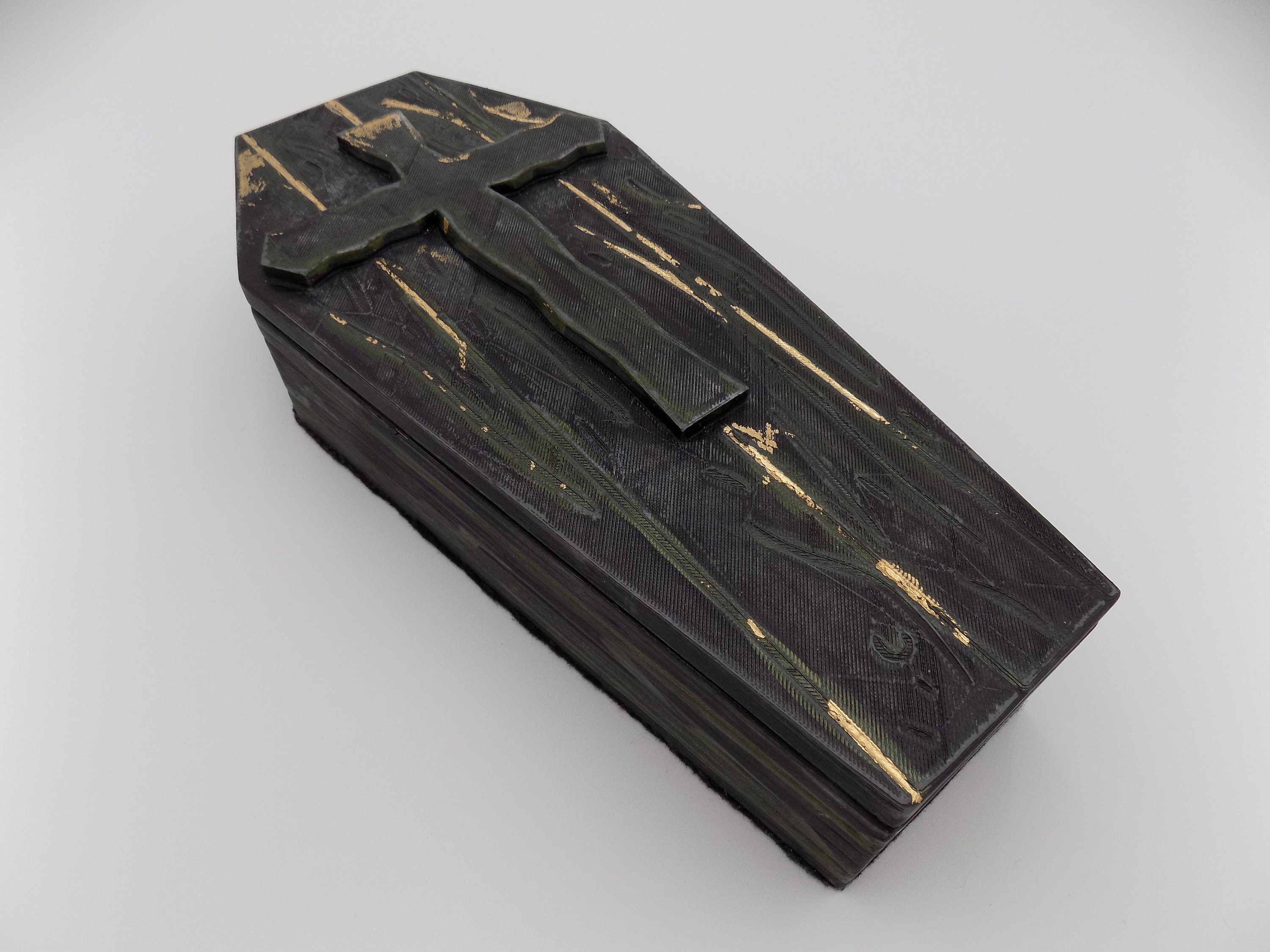 3D Printed Coffins Large - Custom Painted Black/green/gold - By ...