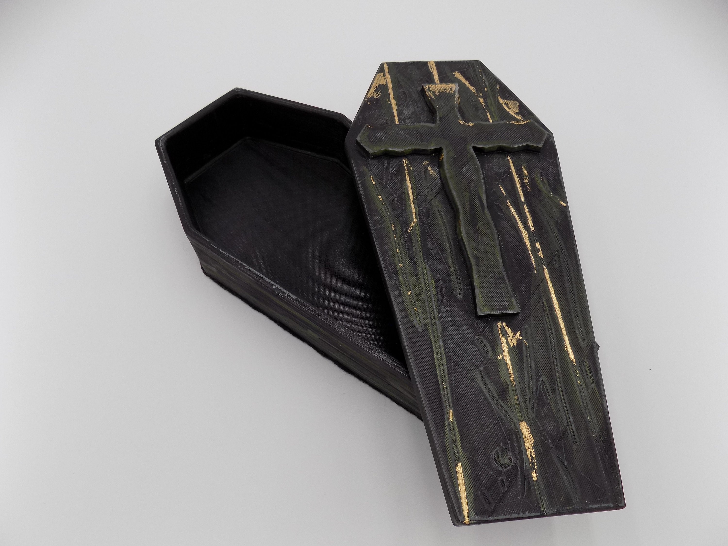 3D Printed Coffins Large - Custom Painted Black/green/gold - By ...