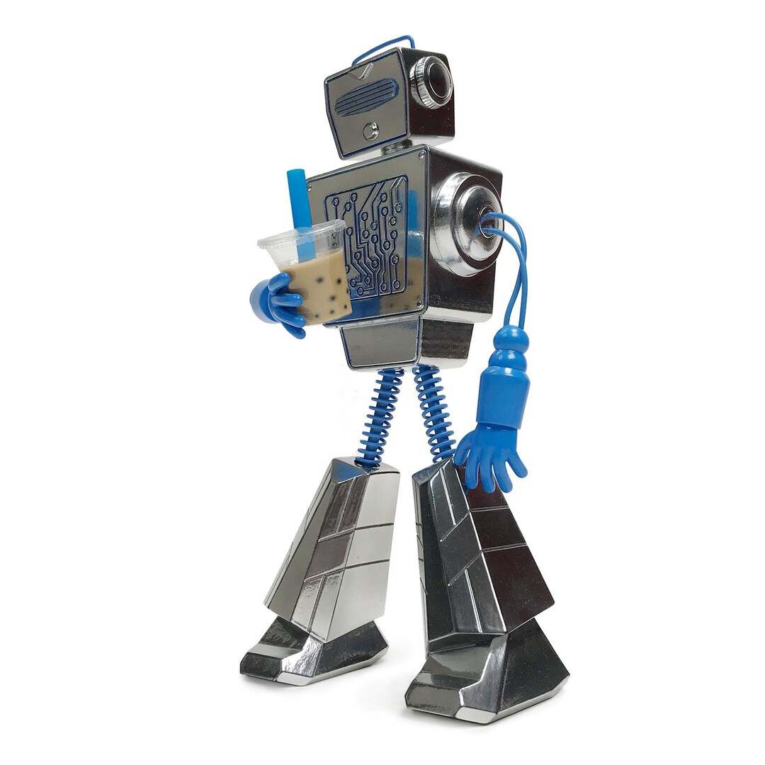 Resin Figurine Robot Designer Toy Drinking Boba for Techies and Robot ...