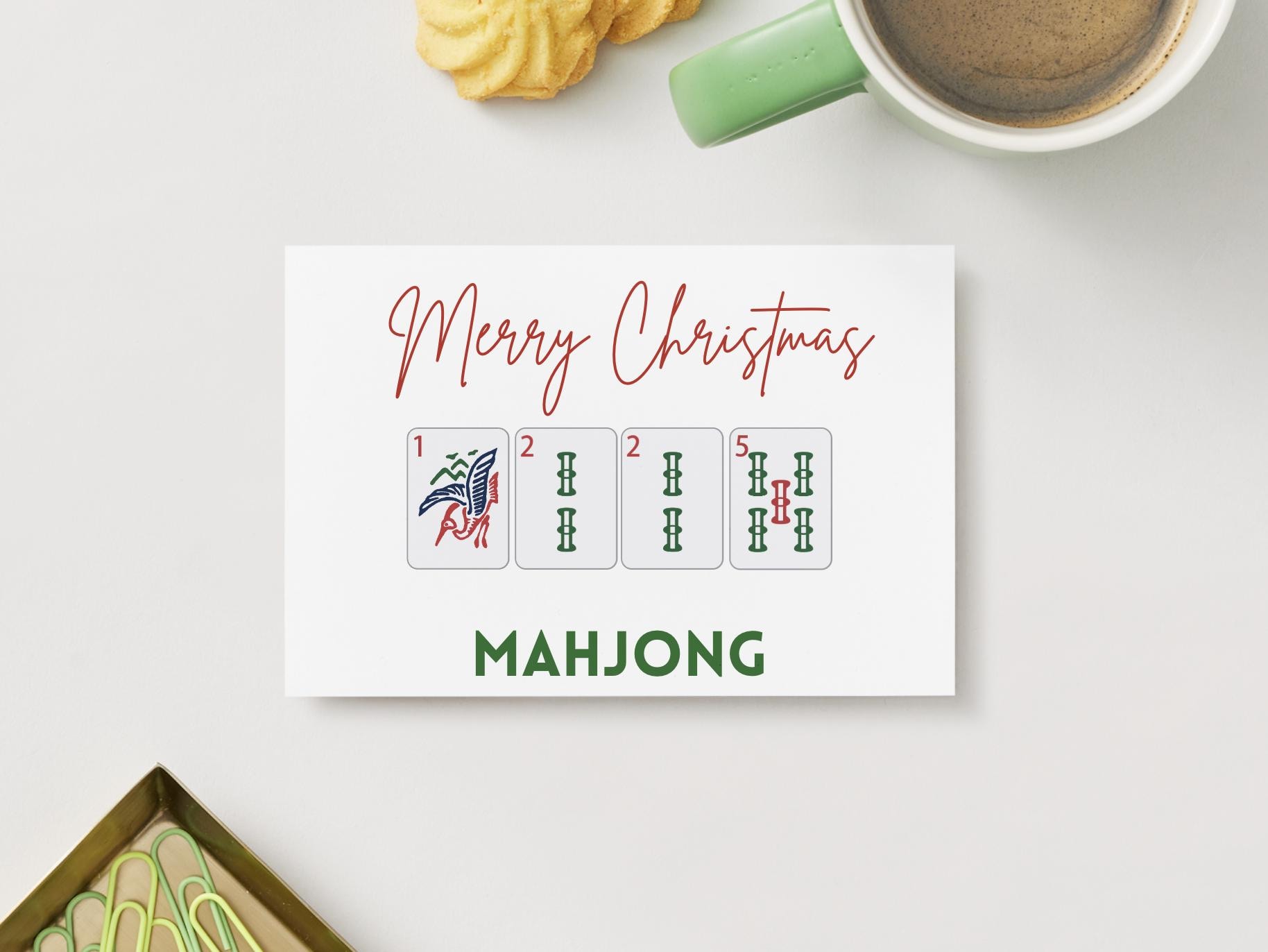 EDITABLE Mahjong Christmas Playing Card, Mahjong Holiday Playing Card ...
