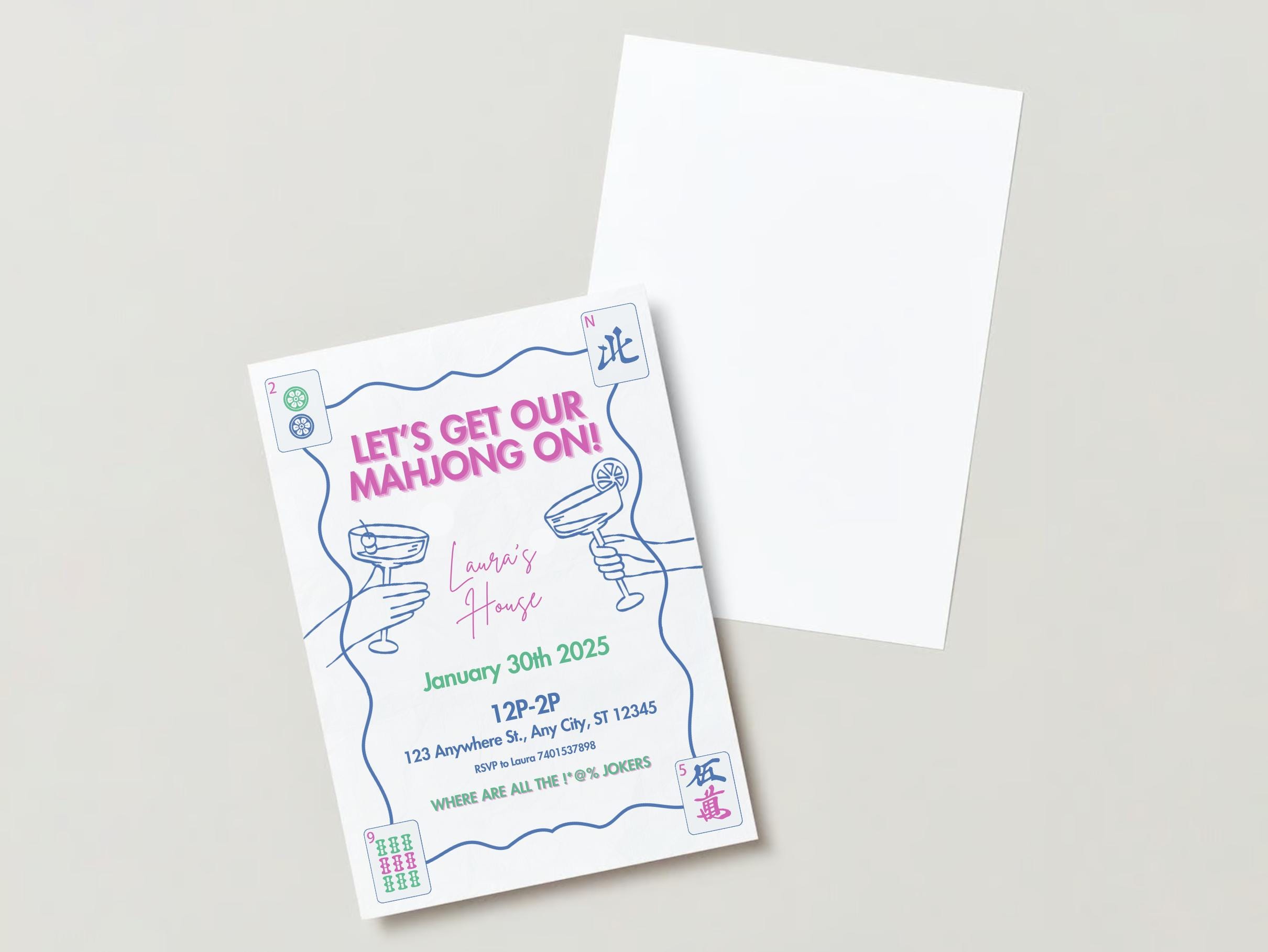 EDITABLE Mahjong Invitation, Mahjong Night Invitation, Digital Mahjong ...