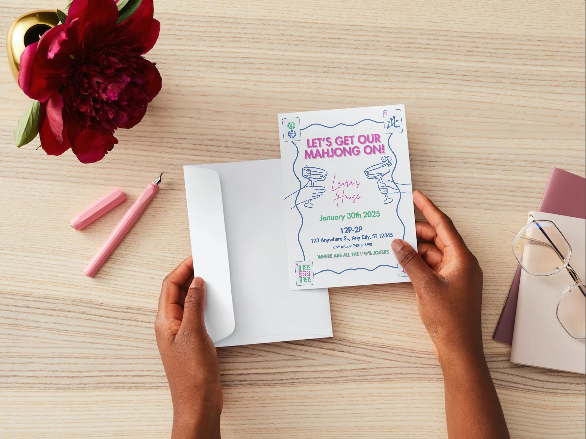 EDITABLE Mahjong Invitation, Mahjong Night Invitation, Digital Mahjong ...