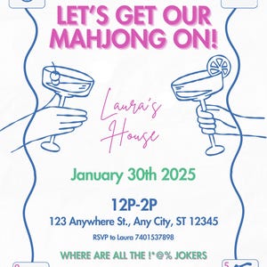 EDITABLE Mahjong Invitation, Mahjong Night Invitation, Digital Mahjong ...