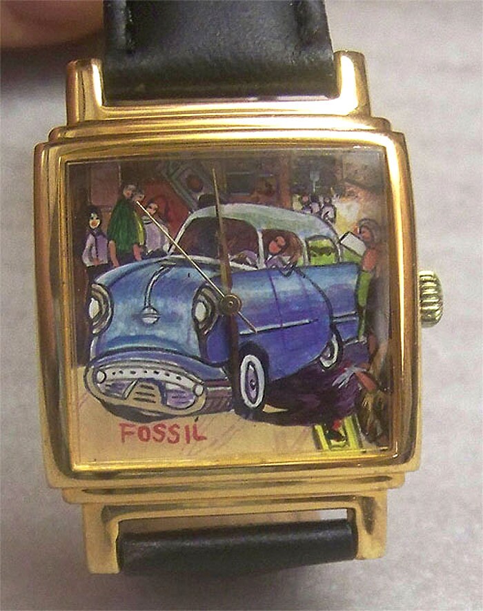 Fossil Hand Painted Watch Old Car on Canvas With Display Box - Etsy