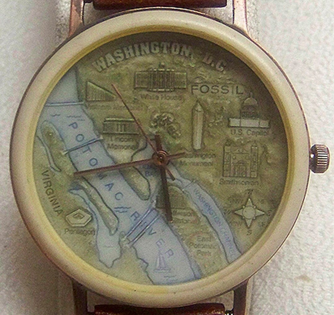 Fossil Washington D.C. Map Watch DC Vintage Copper Case Wristwatch - Etsy