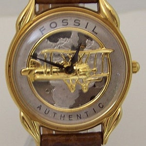 Fossil Airplane Watch Vintage Collectors Biplane Pilots Wristwatch - Etsy