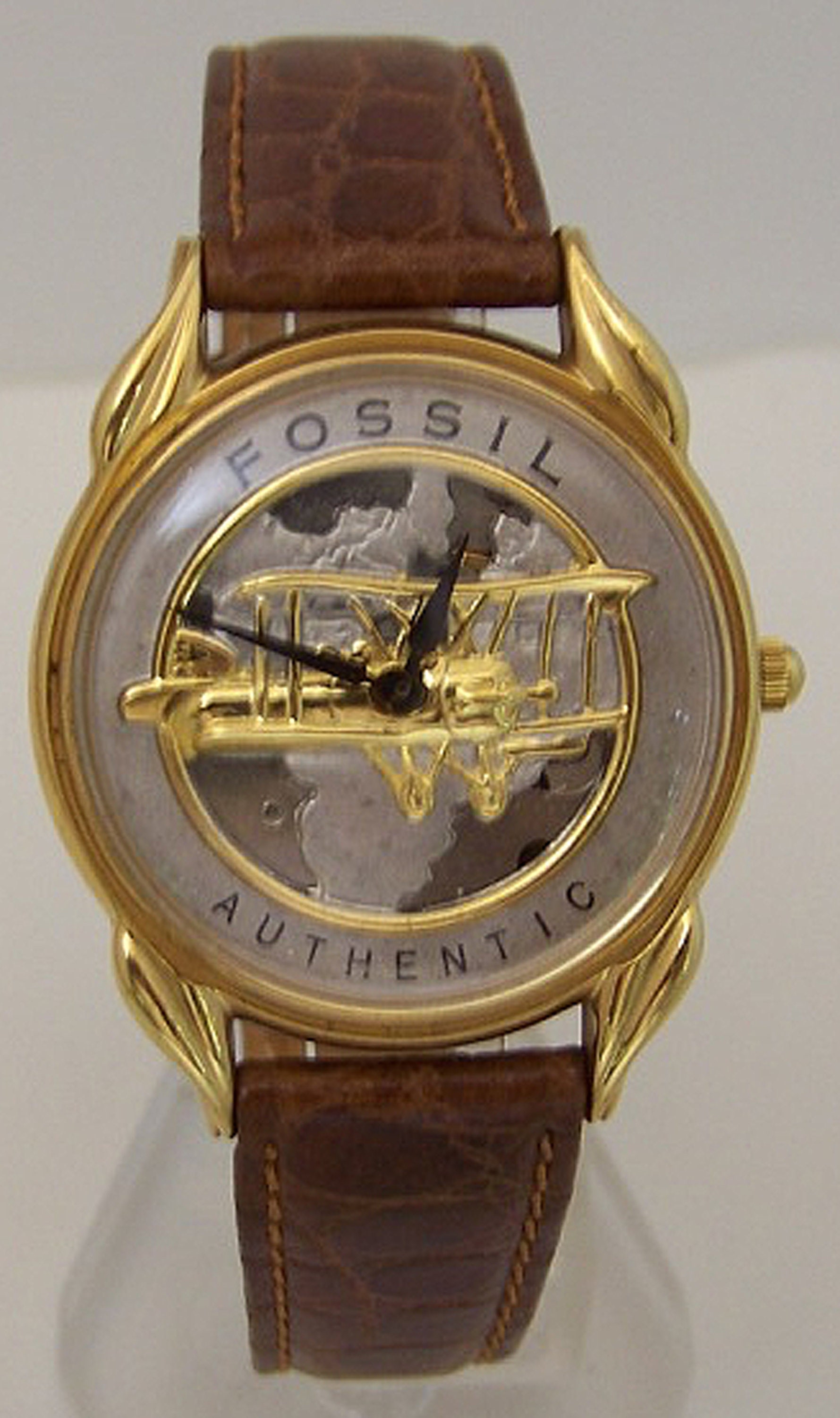 Fossil Airplane Watch Vintage Collectors Biplane Pilots Wristwatch - Etsy