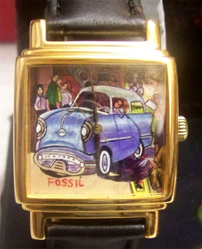 Fossil Hand Painted Watch Old Car on Canvas With Display Box - Etsy