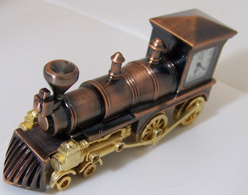 Train Engine Desk Clock Copper Platinum Vintage Locomotive Clock New - Etsy