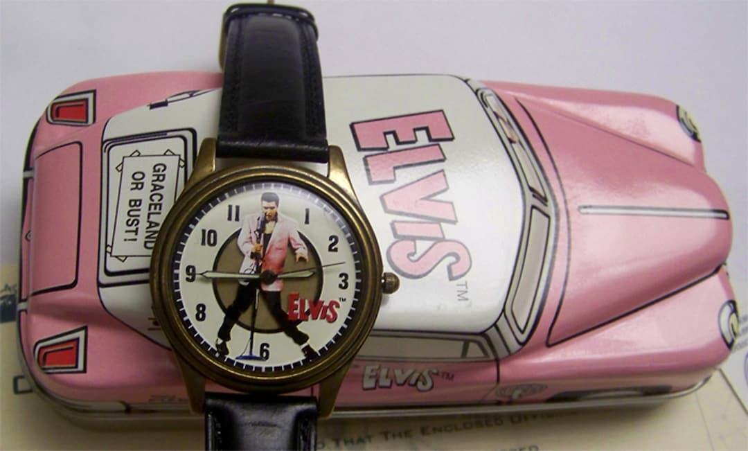 Elvis Presley Watch by Fossil Pink Cadillac Version Vintage Wristwatch ...