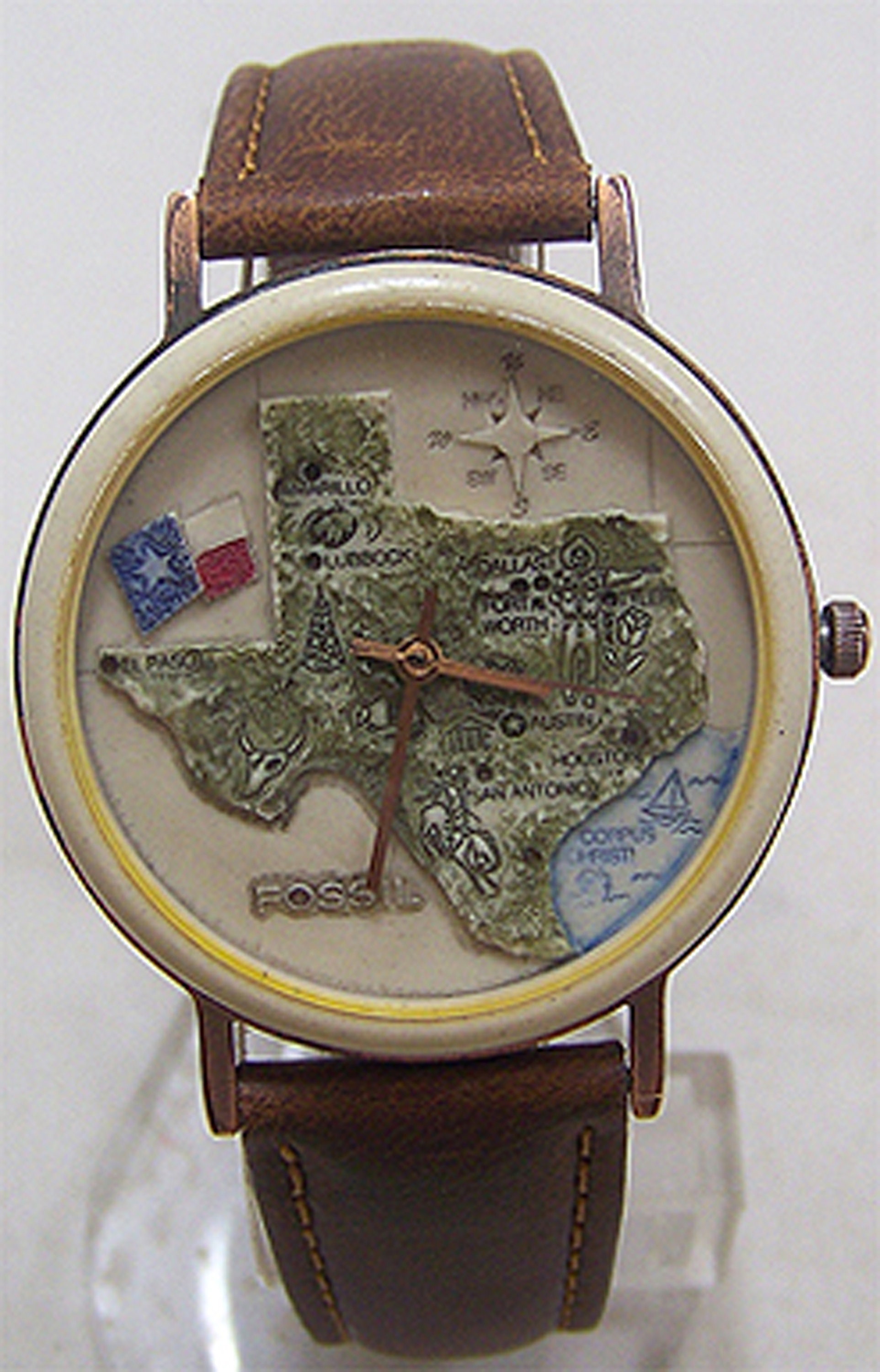 Fossil Texas Map Watch Vintage Collectible Copper Case Wristwatch - Etsy