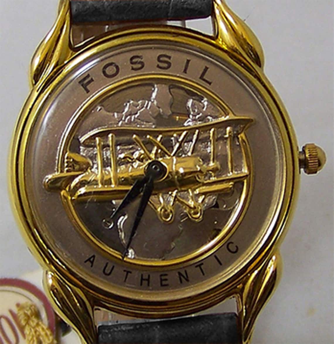 Fossil Airplane Watch Vintage Collectors Biplane Pilots Wristwatch - Etsy