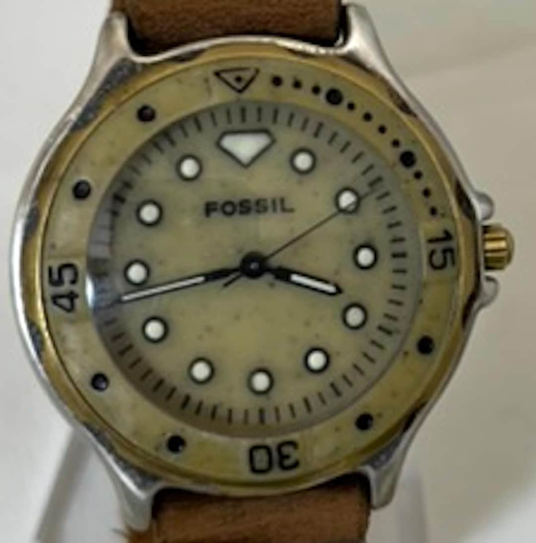 Fossil Vintage Watch Stone and Brass Mens Wristwatch BW6767 - Etsy
