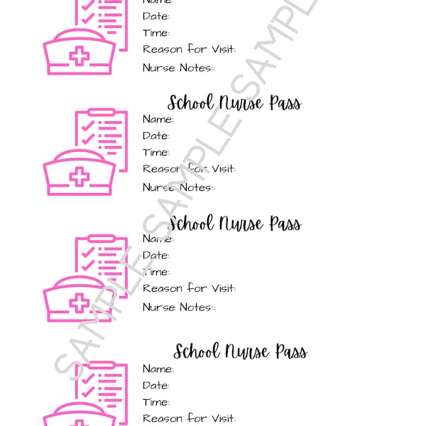 Nurse Pass Printable - Etsy