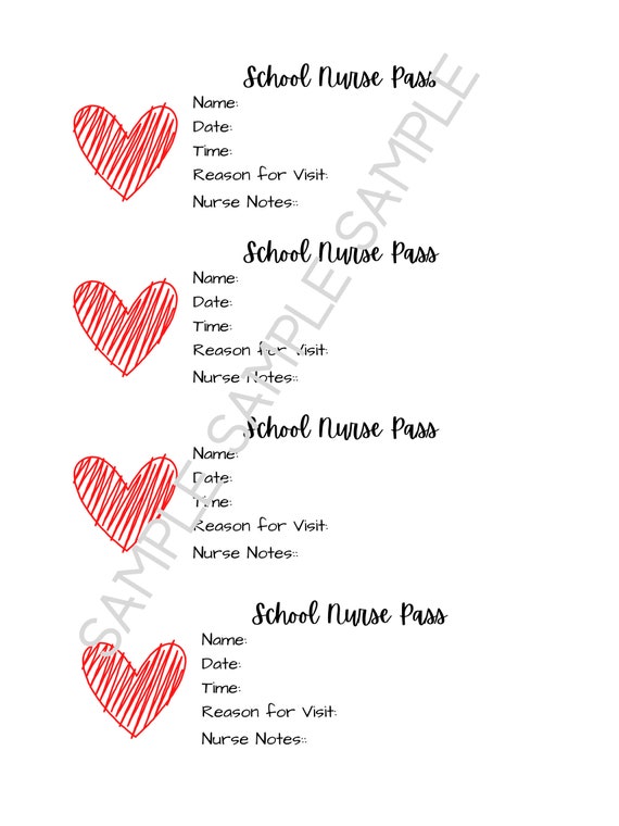School Nurse Pass Template