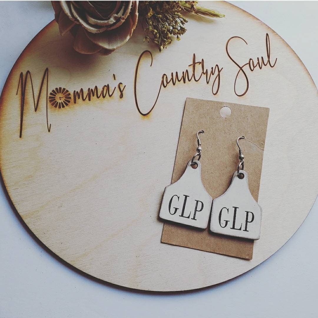 Monogram Cow Tag Earrings- Custom Cow Tags- Ear Tags- Branded Cattle ...