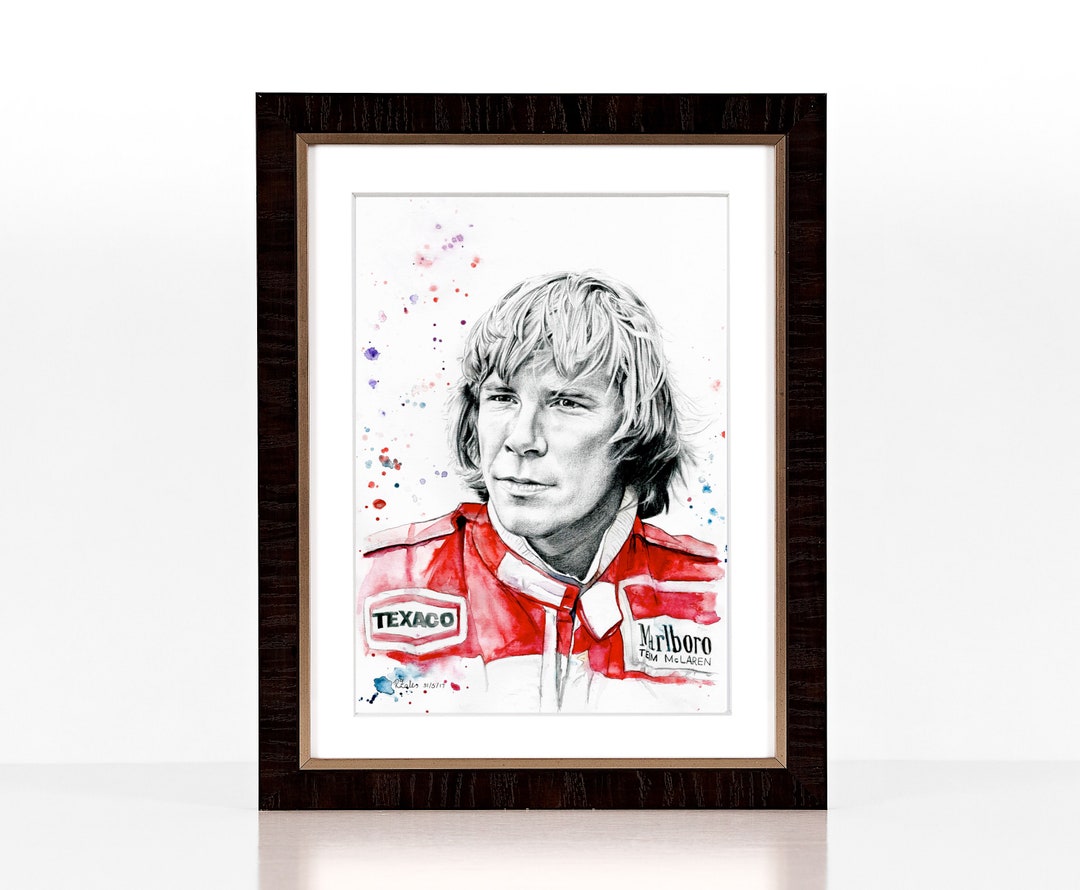 James Hunt Original Portrait Pencil and Watercolour Artwork Limited ...