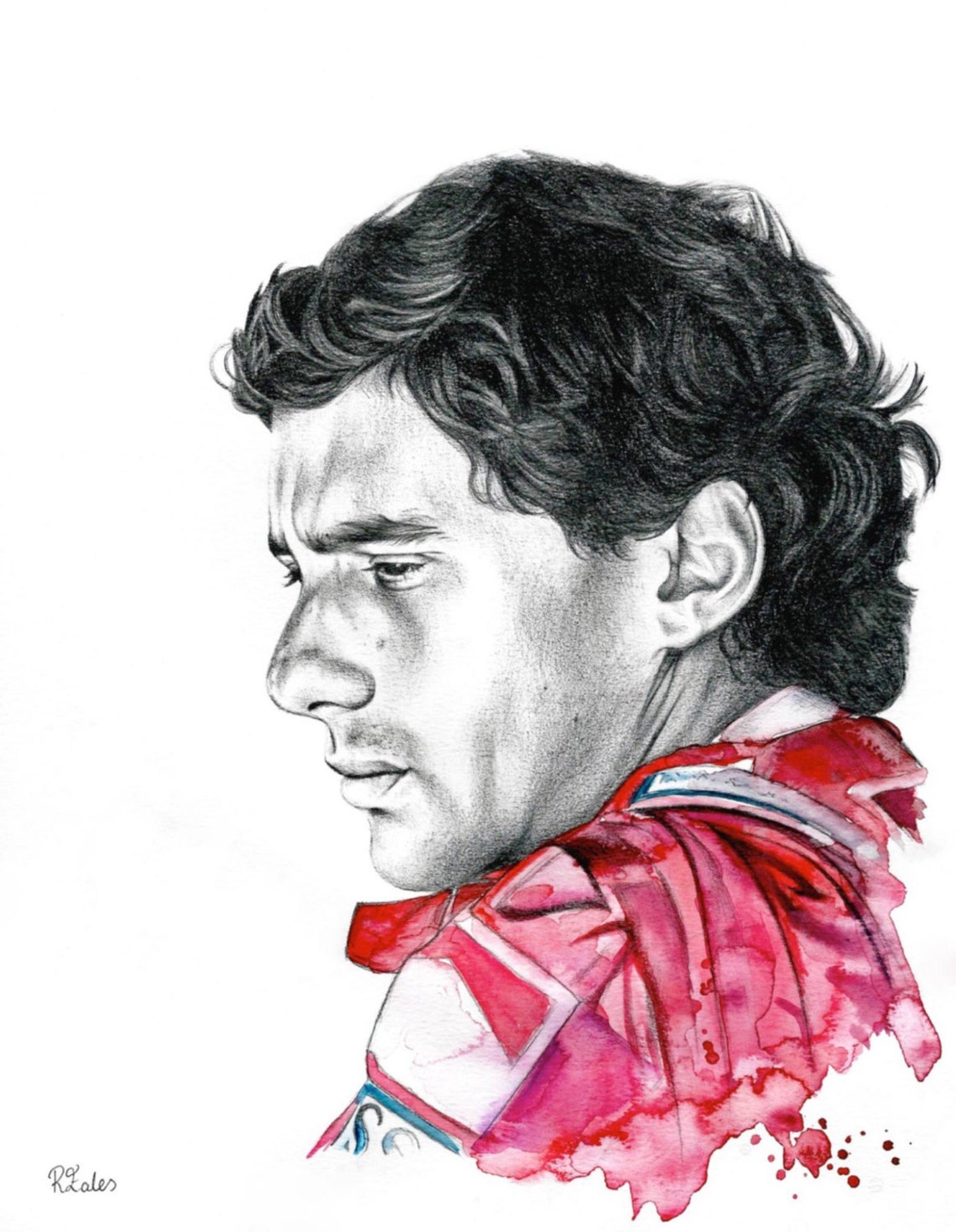 Ayrton Senna Original Portrait Pencil and Watercolour Artwork - Etsy