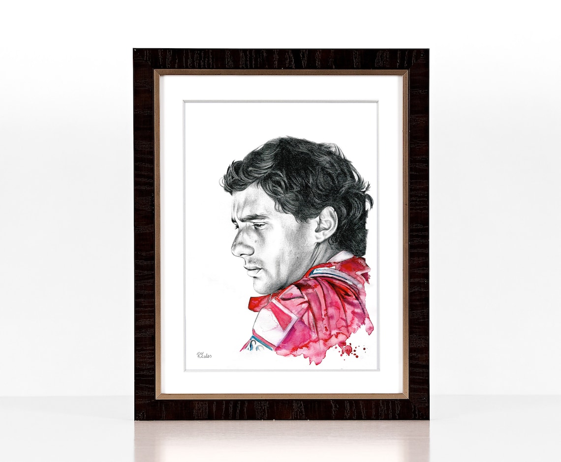 Ayrton Senna Original Portrait Pencil and Watercolour Artwork - Etsy