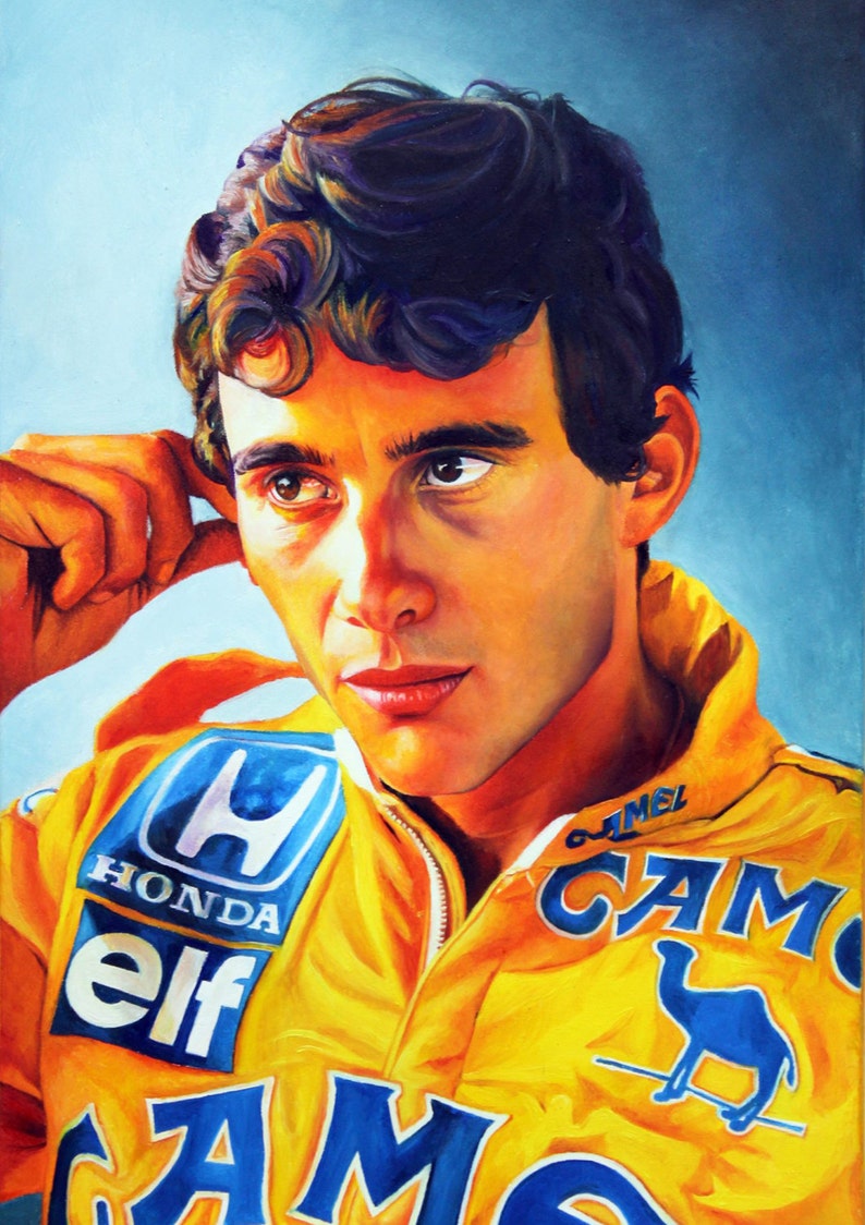 Limited Edition Ayrton Senna Original Oil Painting Portrait A3 ...