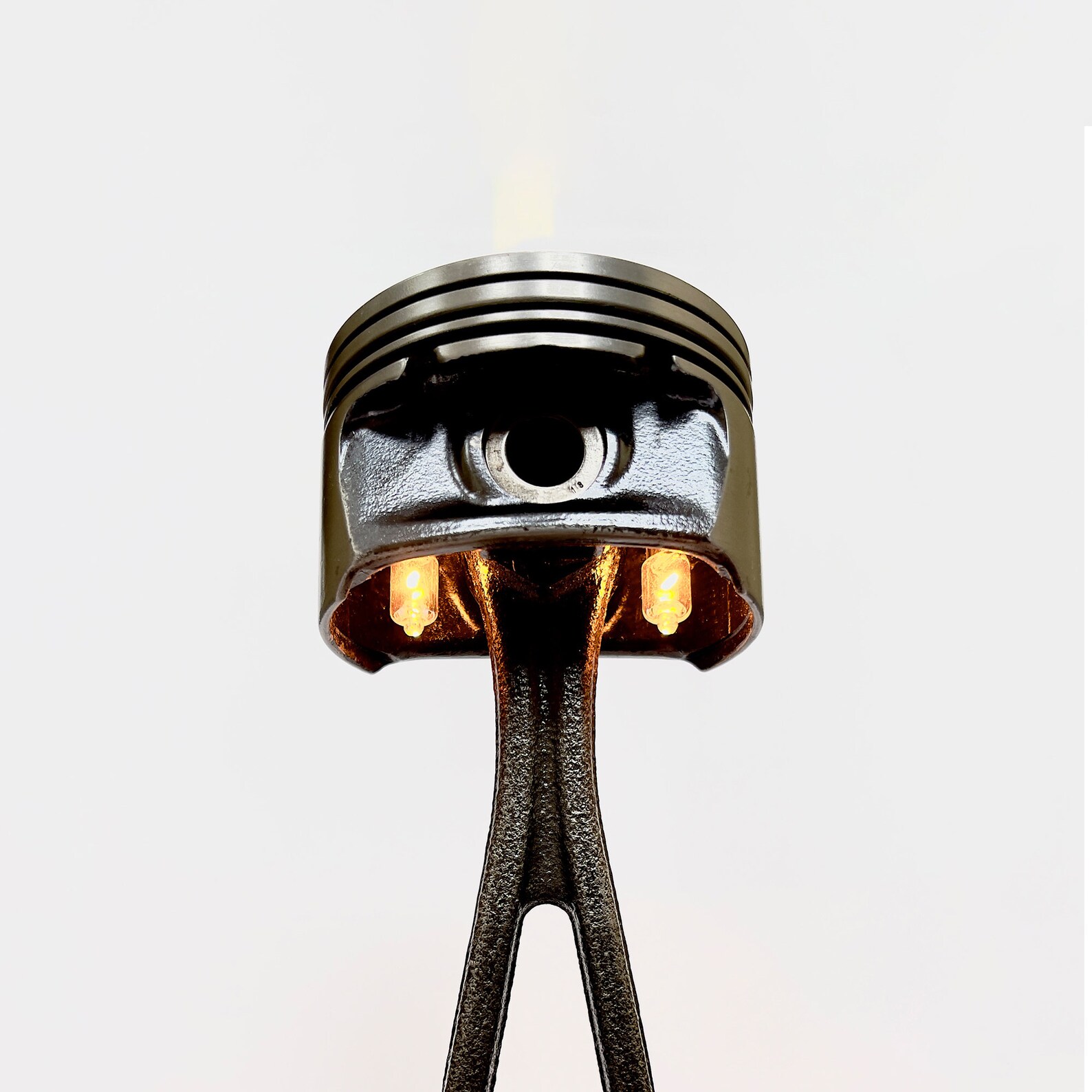 Piston & Rod Desk Lamp With Hardwood Base, Copper Inlay, Braided Cable ...