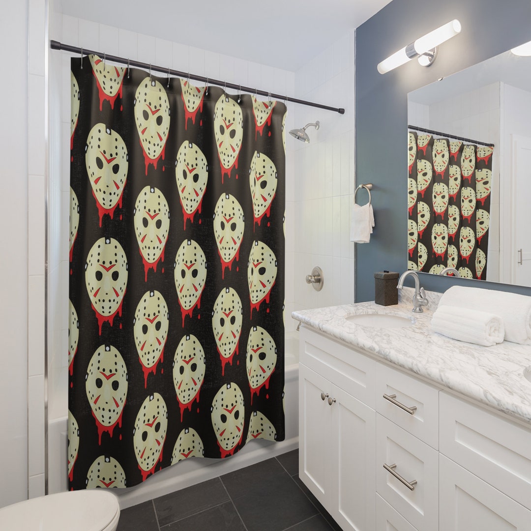 Bloody Jason Mask Shower Curtains - Etsy