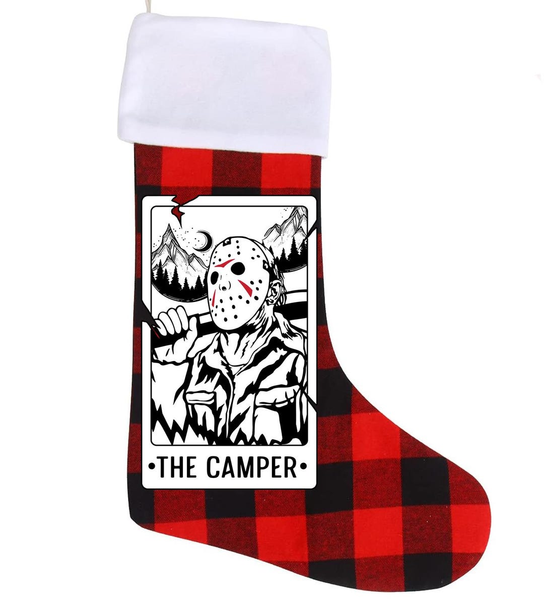 Horror Christmas Stocking | “the Camper” Jason-inspired Plaid Stocking ...
