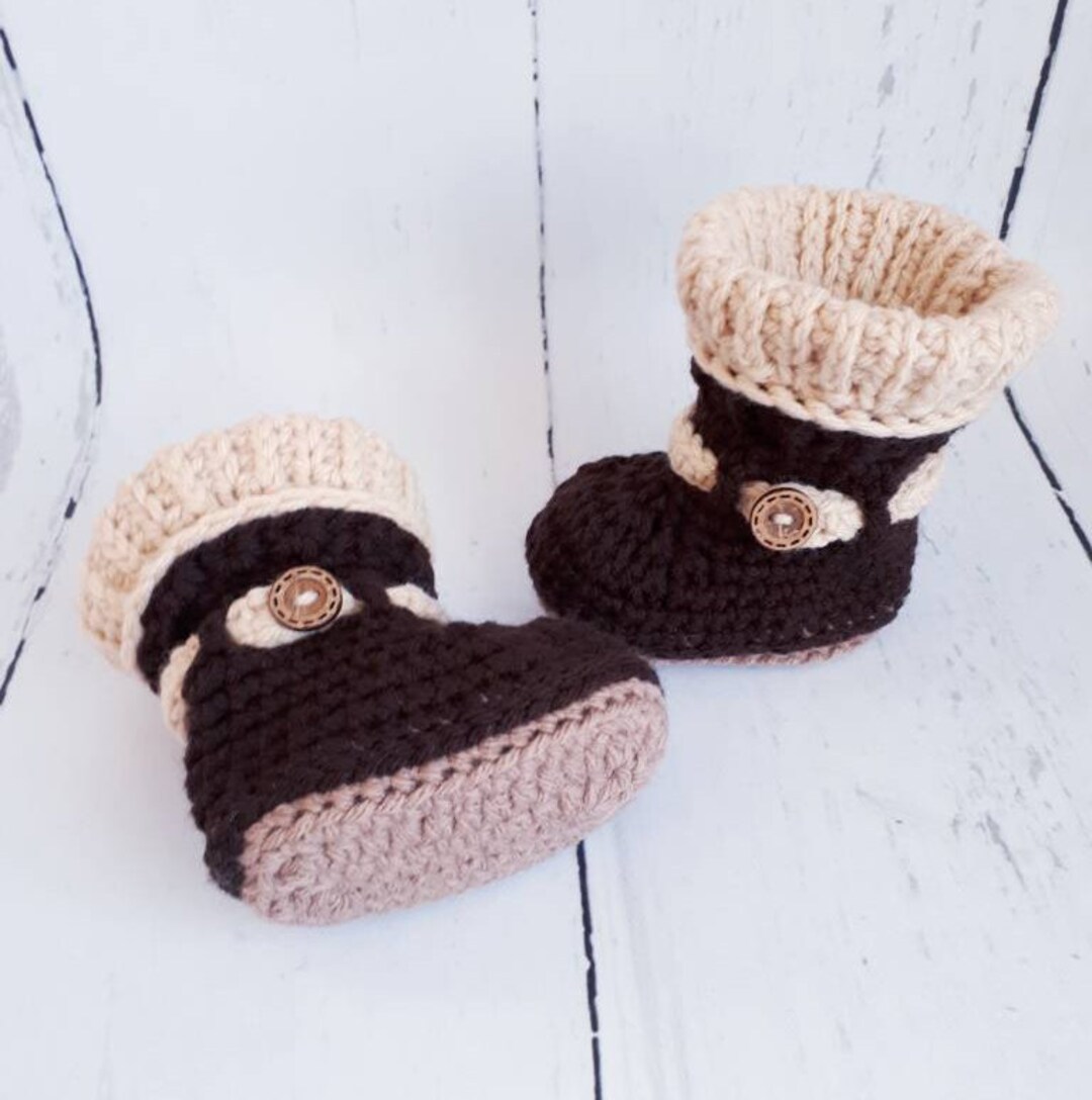 Crochet Baby Booties: Woodland Woolies Knit Cuff, Newborn Gift - Etsy