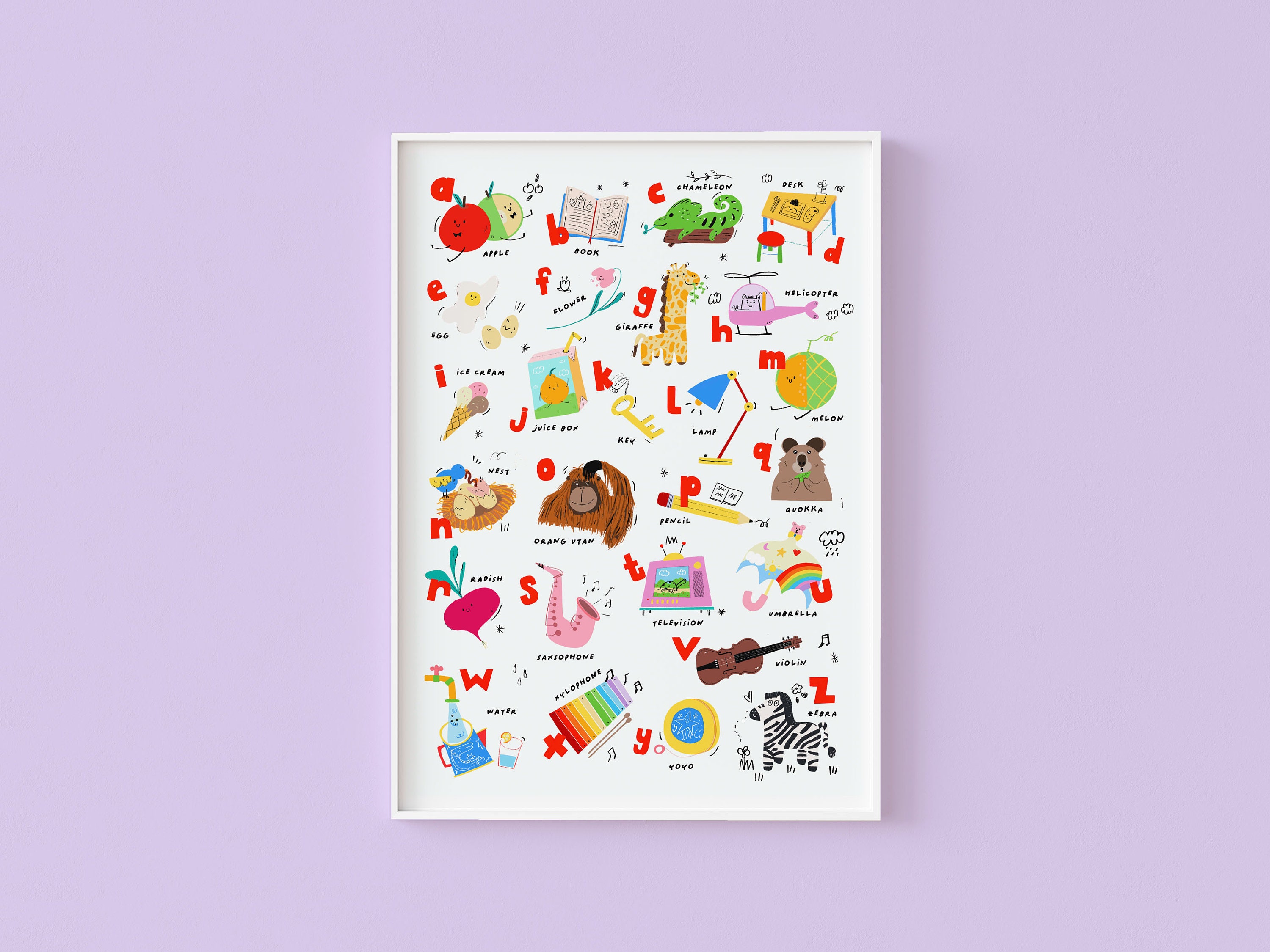 A to Z Alphabet Art Print Kawaii Illustration Art Print Nursery ...