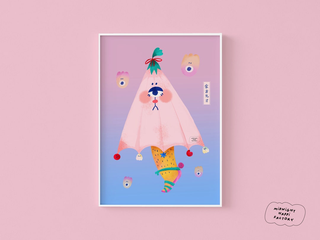 Kasa Obake Umbrella Lantern - Art Print Various Sizes | Yokai Print ...