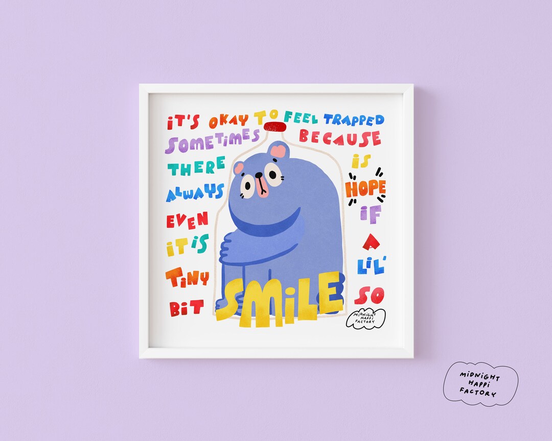 Kawaii Hope Bear Art Print – Aesthetic Illustration - Etsy