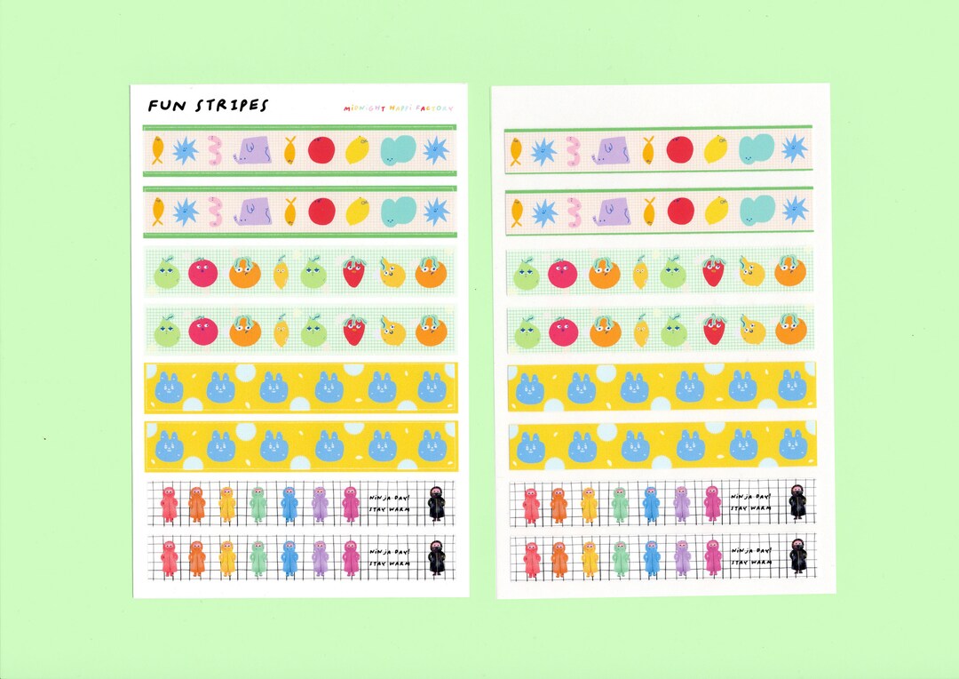 Stripes Sticker Sheet Vinyl Sticker Sheet Gift • Deco Sticker • Planner ...