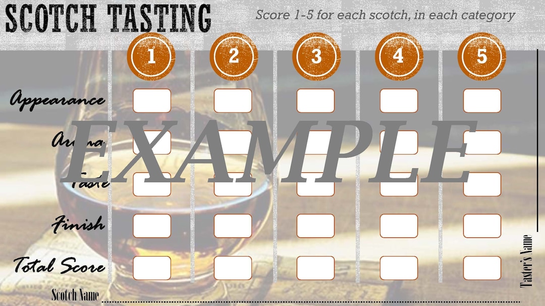 Scotch Tasting Sheet | Scotch Tasting Card Printable | Scotch Tasting ...