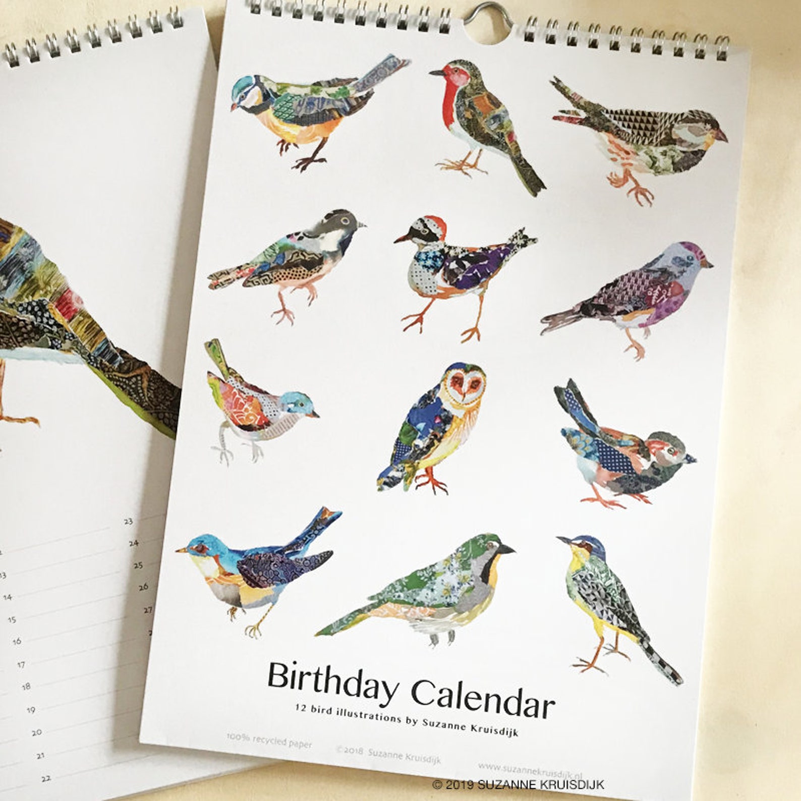 Birthday Calendar Birds 12 Months Birthday Calendar Bird - Etsy