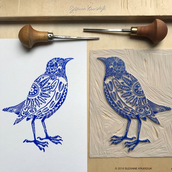 Linoleum Prints Birds
