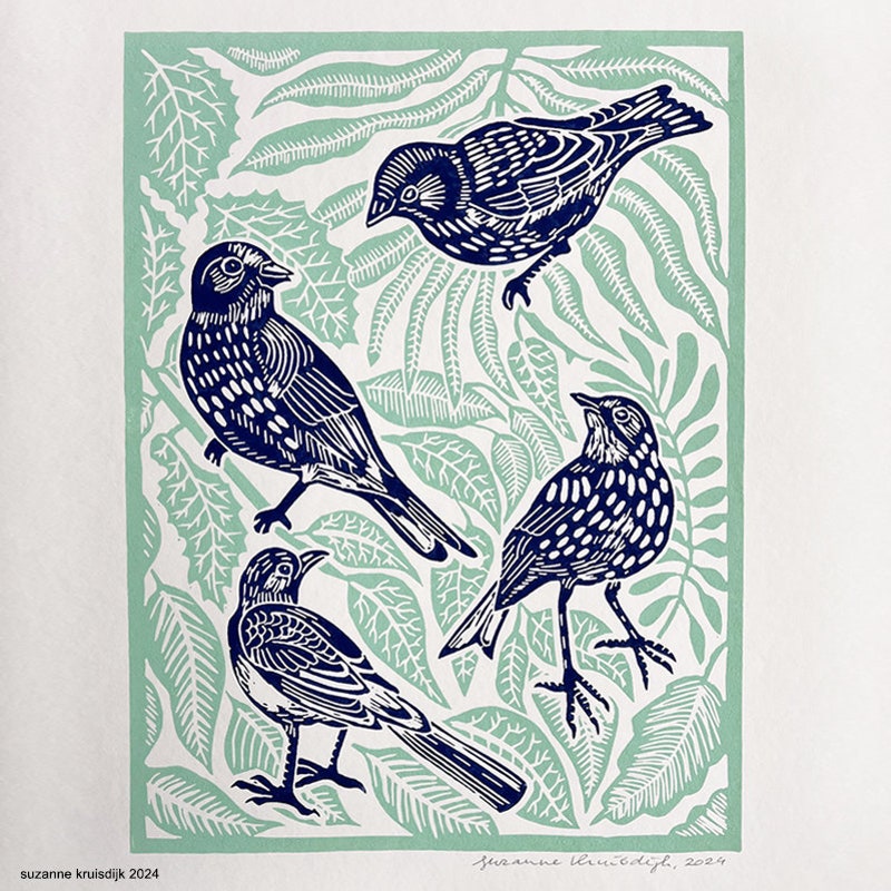 Bird Linocut - Etsy UK