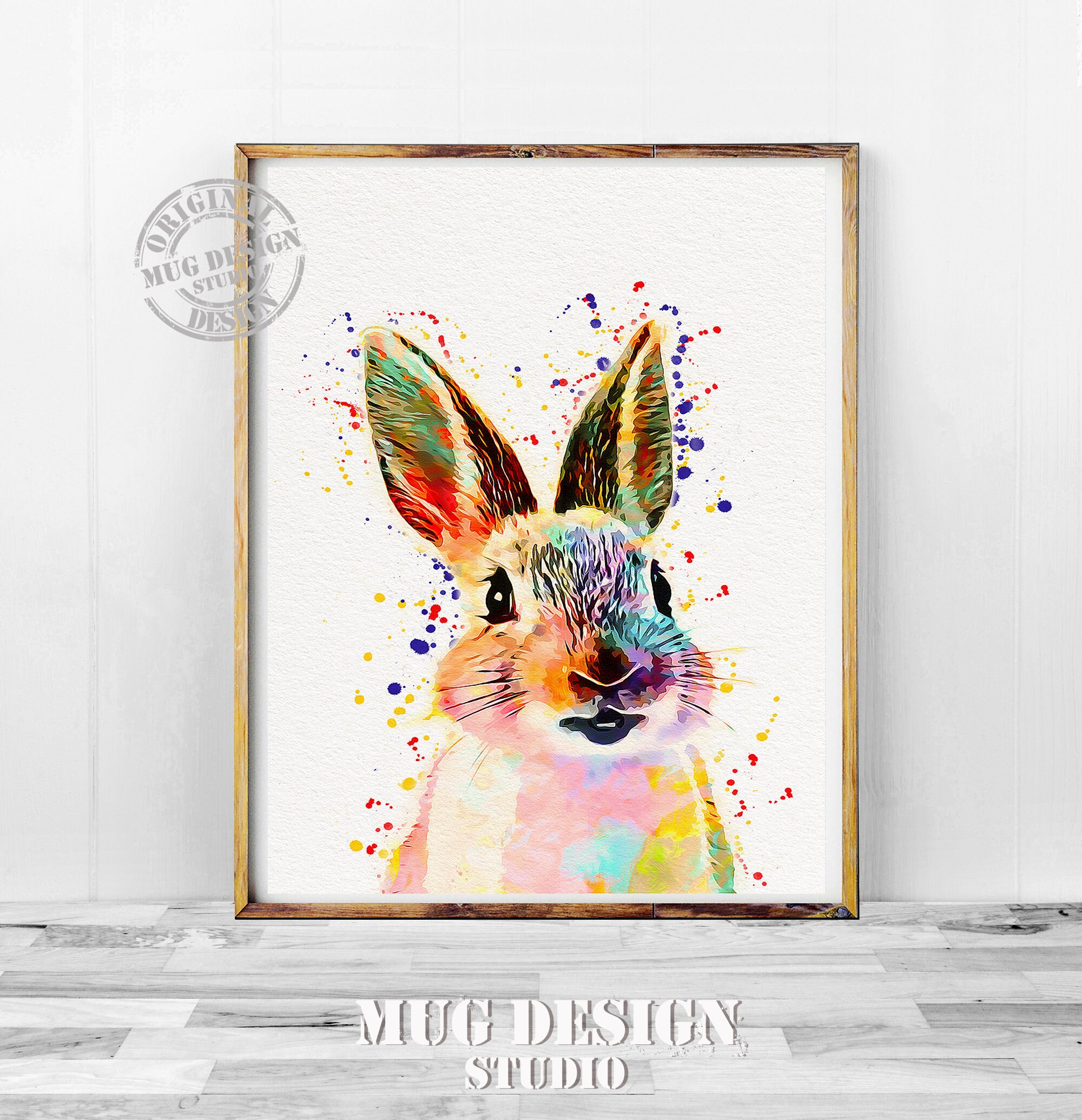 Nursery Animal Watercolor Prints Bunny Rabbit Nursery Wall | Etsy
