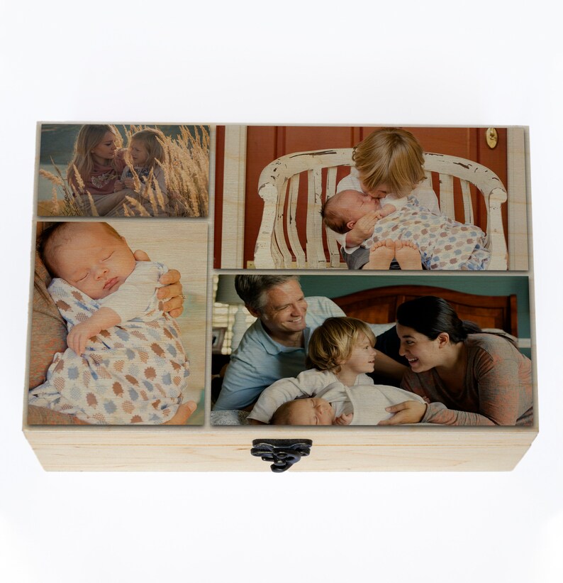 Custom Family Collage Photo Collage on Wood Wood Memory Box | Etsy