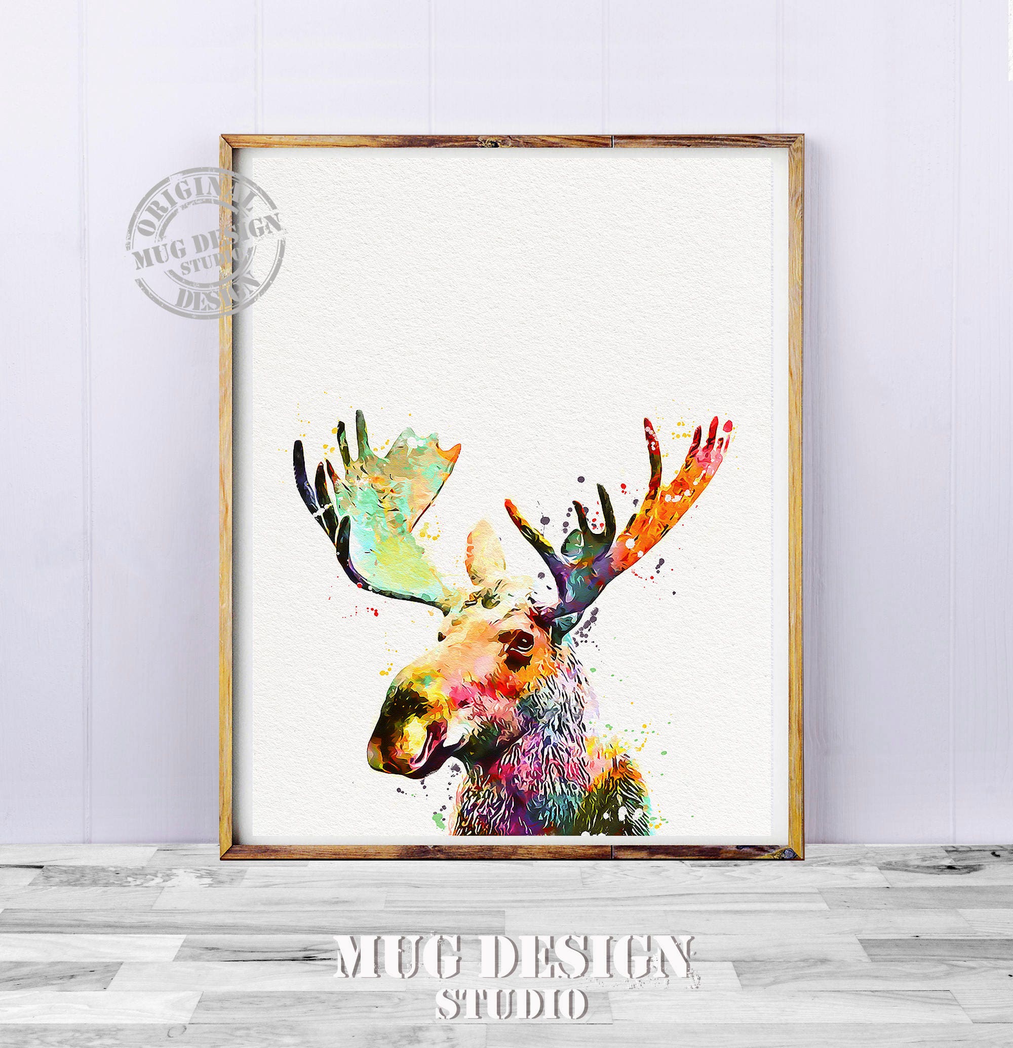 Moose Watercolor Nature Print Moose Art Moose Painting - Etsy