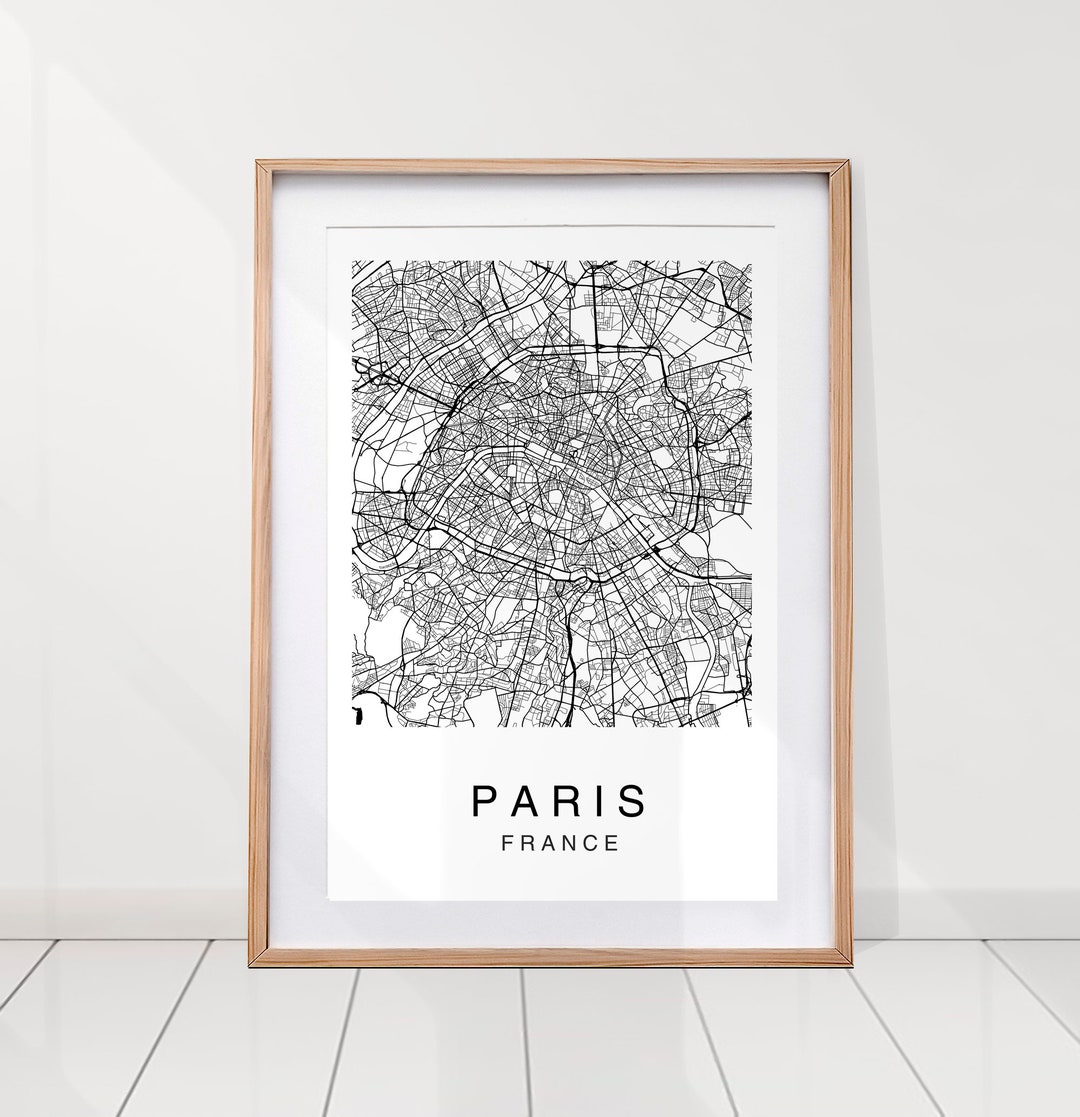 Paris Map Print, Paris City Map, Paris Map Poster, France City, City ...