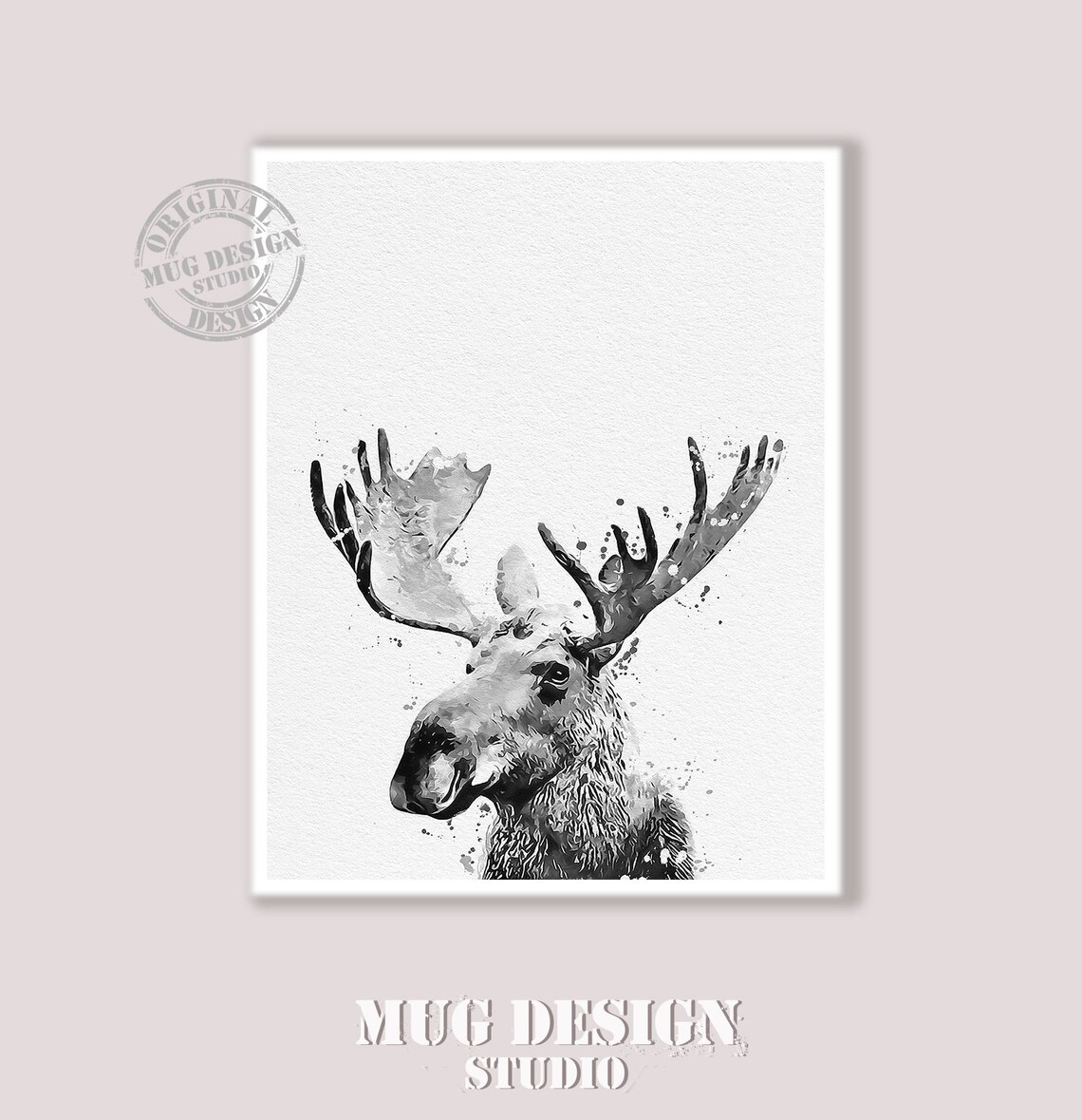 Black and White Wall Art Moose Watercolor Print Moose Art - Etsy Canada