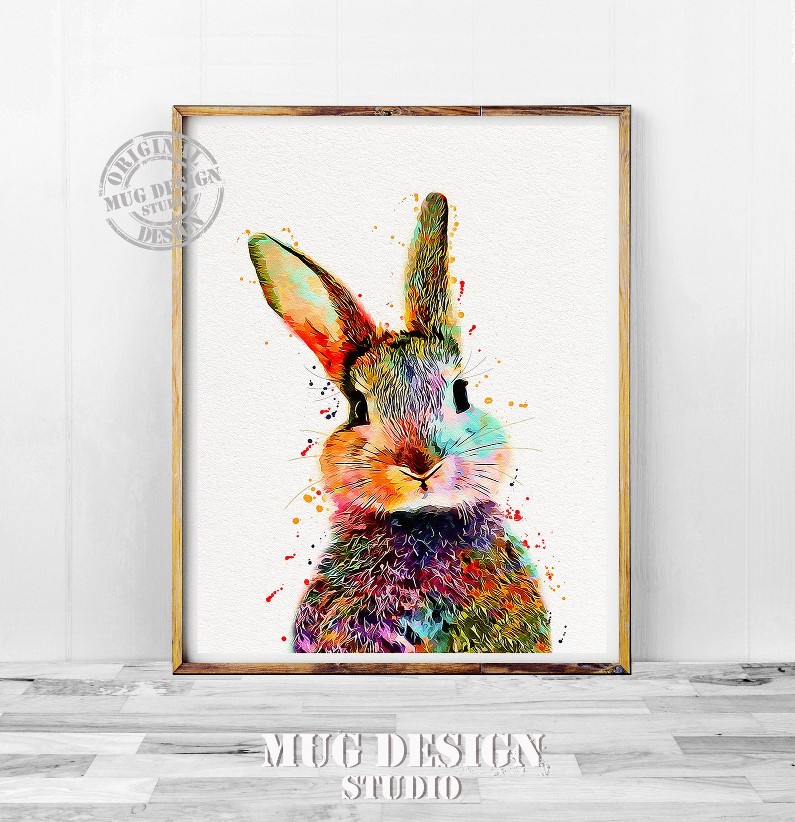 Rabbit Print Bunny Print Watercolor Painting Nursery Wall | Etsy